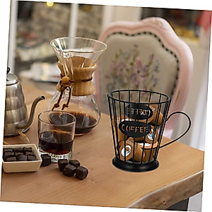 SHOWERORO Storage Basket Fruit Serving Basket Capsule Holder Coffee Station Organizer Coffee Storage Cup Metal Wire Cup Coffee Holder Basket Metal Wire Mug Counter Wire Basket Iron Office