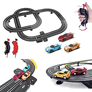 GINCHO High Speed Series Tram Dual Track Set, 4.1m Electric Track with 3 Vehicles Slot car Racing, Comes with 2 Hand Controls and Track Parts and a Lap Counter，Toys Gifts for 8 9 10 11 12 Boys Girls