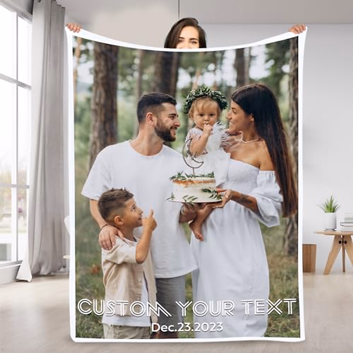 Custom Blanket with Picture/Photo - Personalized Flannel Throw Blanket for Women Men - Customized Blanket for Christmas Valentines Gifts Mom Dad Family Birthday Gifts (Only 1 Photo)