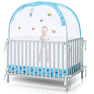 Baby Crib Tent Crib Net to Keep Baby In, Baby Safety Cribs Mosquito Net Tents for Crib, Pop Up Mosquito Tent Net Crib Canopy Cover Netting to Keep Toddler In, Soft Mesh Cover Cribs Net for Baby Safety