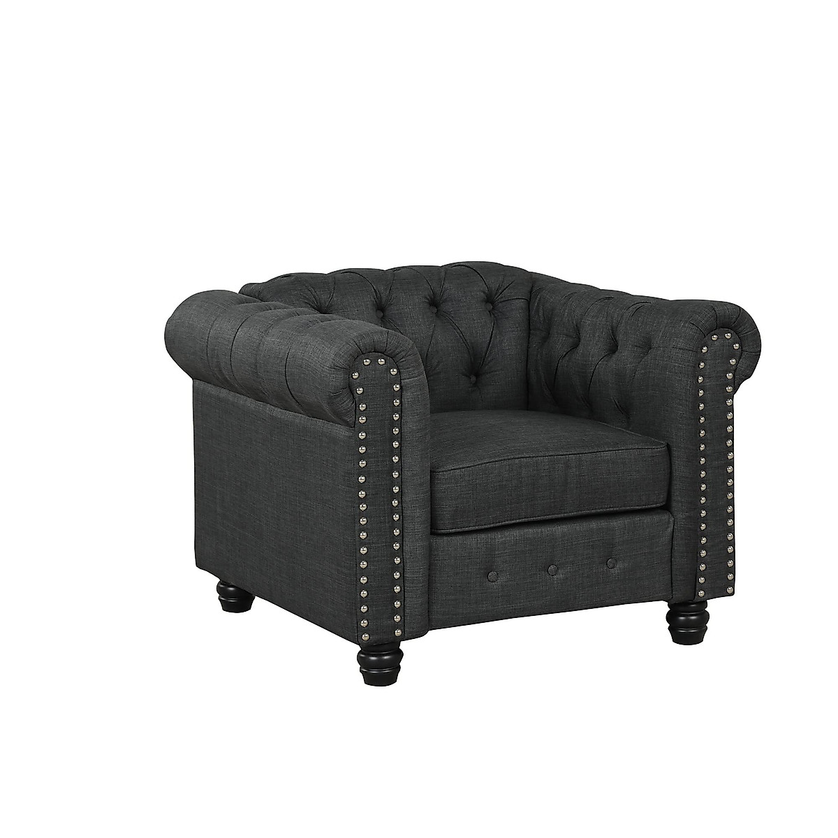 US Furnishing Living Room, Chair for Living Room Furniture Sets, Linen Fabric, Dark Grey (Chair)