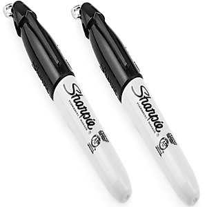Mini Permanent Marker Black Keychain, Black, 2 Pcs