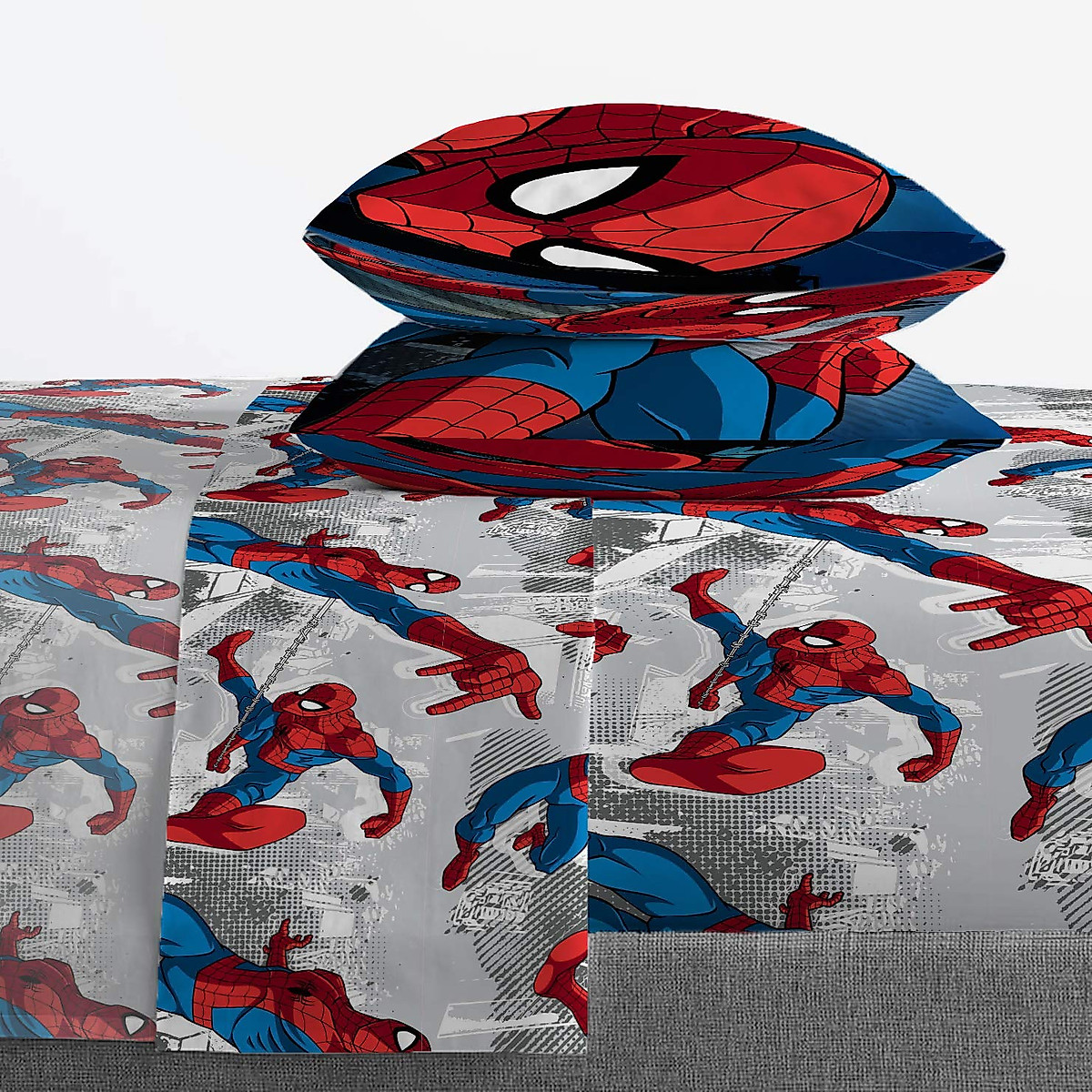 Jay Franco Marvel Spiderman Burst Full Sheet Set - 4 Piece Set Super Soft and Cozy Kid’s Bedding - Fade Resistant Microfiber Sheets (Official Marvel Product)