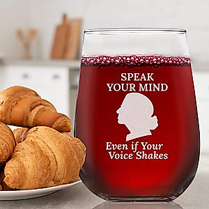 DEMS for USA RBG Wine Glass Stemless | SPEAK YOUR MIND - Ruth Bader Ginsburg | 15oz Commercial Chip Resistant Tumbler | Made in USA, 2M103-438