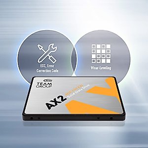 TEAMGROUP AX2 2TB 3D NAND TLC 2.5 Inch SATA III SSD Read 540MB/s T253A3002T0C101 Bundle with Elite SODIMM DDR3 8GB 1600MHz CL11 Lapktop Memory TED3L8G1600C11-S01