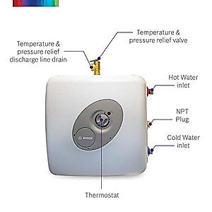 Bosch Electric Mini-Tank Water Heater Tronic 3000 T 7-Gallon (ES8) - Eliminate Time for Hot Water - Shelf, Wall or Floor Mounted