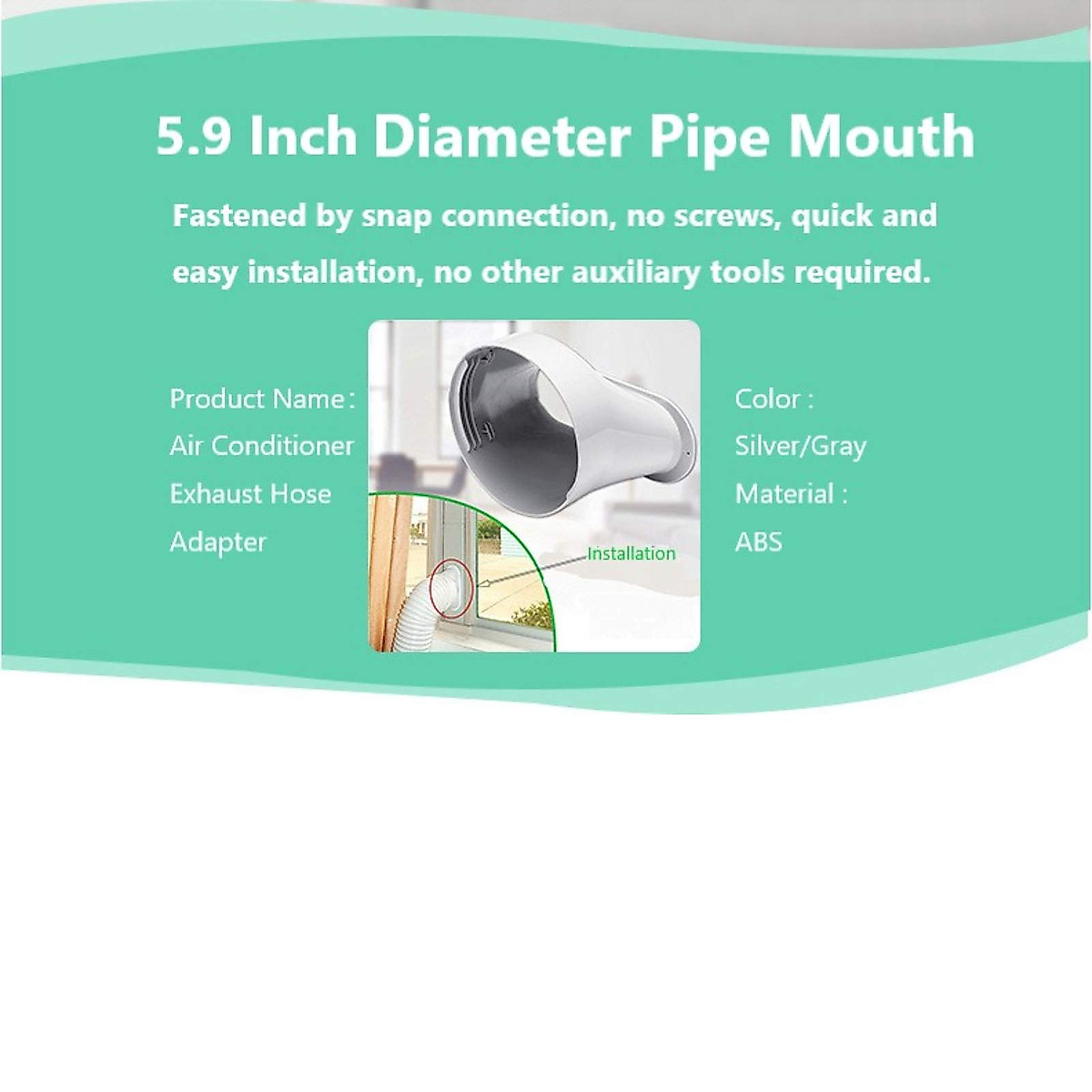 Connector for Connecting Window Sealing Plate with Oval Vent and Air-Conditioning Exhaust Hose with Dia 5.9'', Air Conditioner Exhaust Hose Adapter,Portable Exhaust Hose Tube Connector