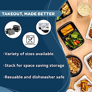 TIYA Takeout Containers - 48 oz Bulk 150 Pack with Lids - Rectangular Plastic To-Go Containers - Reusable, Microwavable, Dishwasher Safe - Leak-Proof for Meal Prep & Restaurants - BPA-Free