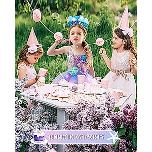 STOPKLAS Girls Dress Up Costume Mermaid Tutu Dress, Colored Led Light Up Mermaid Princess Dress for Halloween Birthday Party