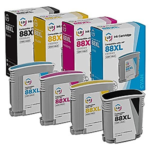 LD Products Remanufactured Ink Cartridge Replacement for HP 88XL High Yield (Black, Cyan, Magenta, Yellow, 4-Pack)