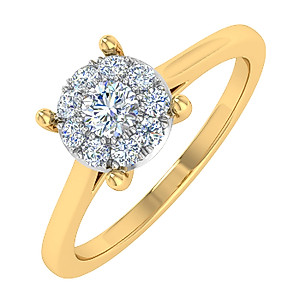1/5 Carat Prong Set Diamond Engagement Ring in 10K Yellow Gold - IGI Certified (Ring Size 6.25)