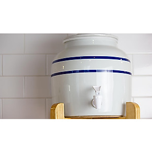 New Wave Enviro Porcelain Water Dispenser, Classic Blue Stripe Design, 2.5 Gallon Capacity, Included BPA Free Spigot, Dispenser for Beverages, Lotions, Shampoos