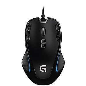 Logitech G300s Wired Gaming Mouse, 2,5K Sensor, 2,500 DPI, RGB, Lightweight, 9 Programmable Controls, On-Board Memory, Compatible with PC/Mac - Black