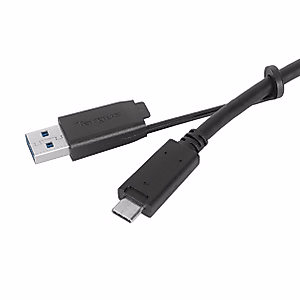 Targus USB-C Male to USB-C Male Cable with Screw and USB-A Tether, 1M Length for Secure and Reliable Connectivity, Compact Design for Travel (ACC1133GLX)