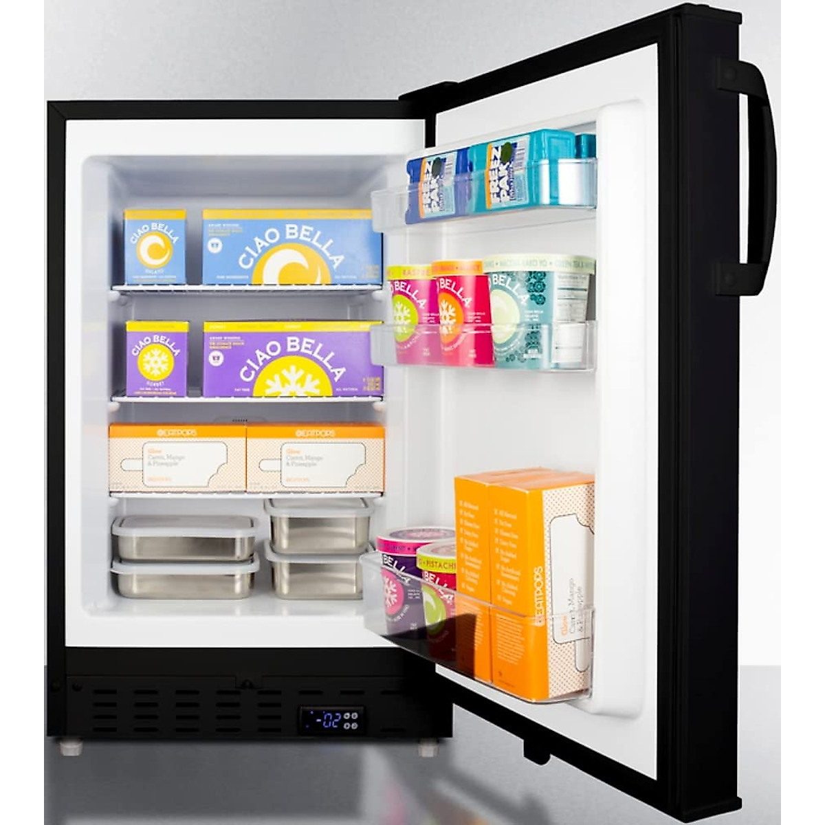 Summit Appliance ALFZ37B Built-in Undercounter ADA Compliant Residential All-Freezer in Black, Door Storage, Temperature Alarms, Open Door Alarm, Adjustable Thermostat and Manual Defrost