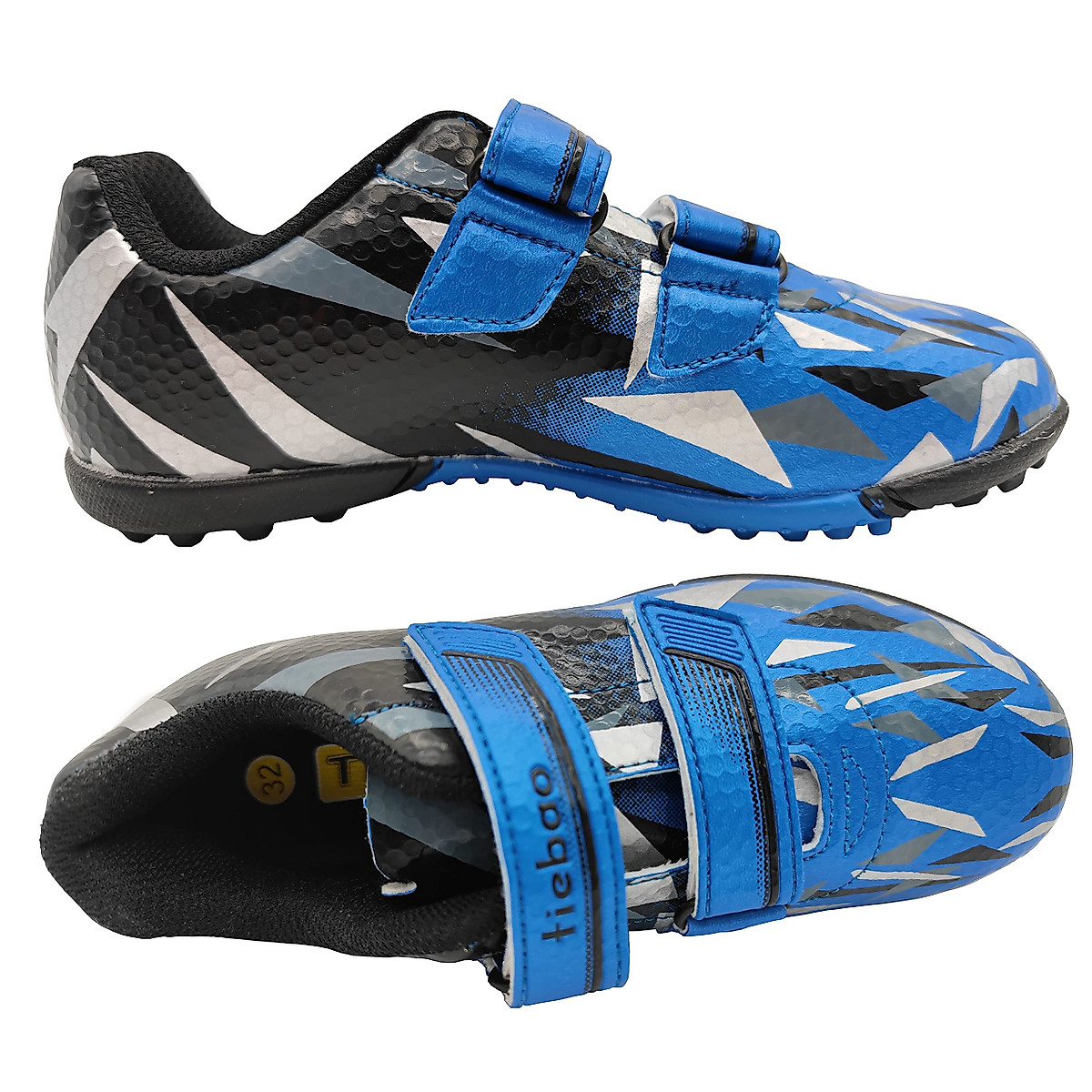 tiebaoGanar Toddler Turf Soccer Shoes Outdoor & Indoor Football Cleats Futsal Sneaker Boys Girls TBG-C76516/Blue-25