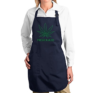 Wild Bobby Fresh Baked THC Funny Weed Marijuana Kitchen BBQ Grilling Cooking Graphic Apron with Pockets, Navy, One Size