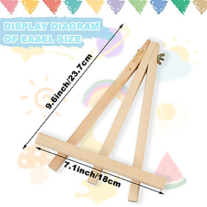 4PCS 9 Inch Wood Easels, Tripod, Painting Party Easel, Kids Student Tabletop Easels for Painting, Easel Stand for Painting Canvases, Portable Canvas Photo Picture Sign Holder.