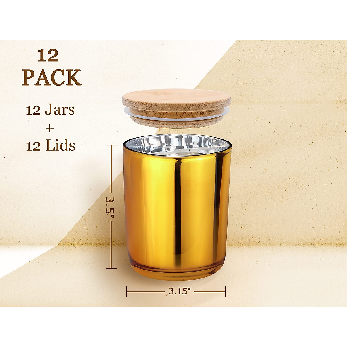 Aroparc Candle Jar, Wholesale Candle Container, 12 Pack 10oz Candle Jars with Lids Tumbler Jar for Candle Making Candle Tins Candle Making Supplies (Amber)