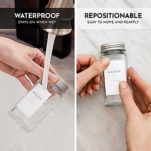 Pantry and Spice Container Labels Combo Pack: 2 in 1 Set of 339 Minimalist Spice Jar & Pantry Stickers for Kitchen Organization, Preprinted Waterproof Food Seasoning Storage Canister Organizing Label