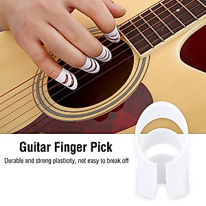 4Pcs Plastic Finger Picks, Guitar Finger Protectors Guitar Thumb Picks Fingertip Protector Set Plastic for Guitar Bass Ukulele Mandolin Delrin Picks Medium Guitar Finger Span