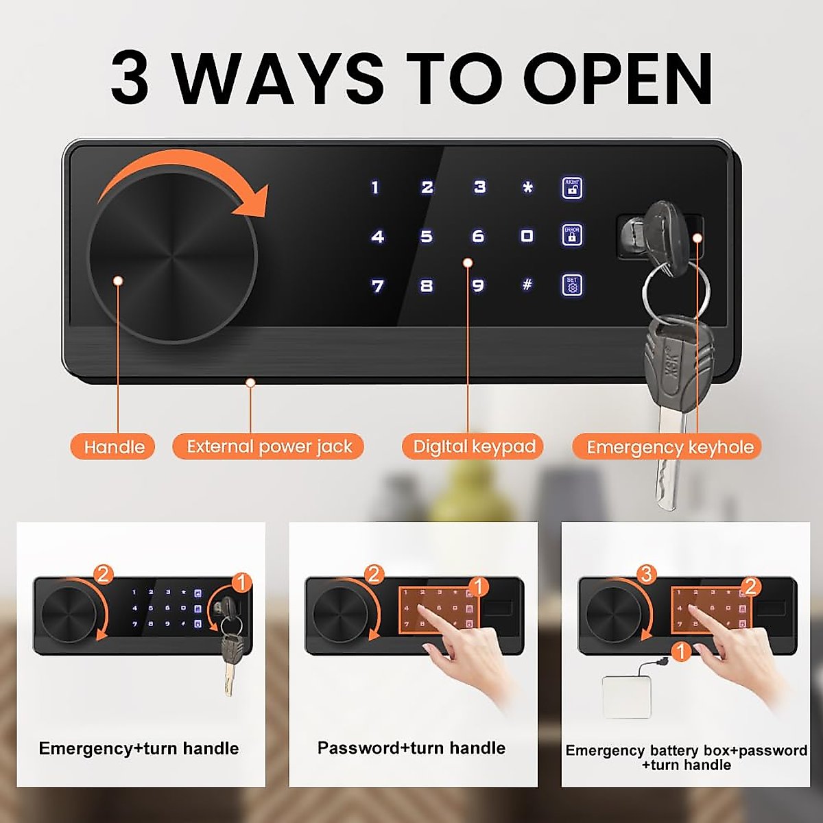 Kavey 2.0 Cub Safe Box, Home Safe with Backlit Touch Screen Keypad and Dual Alarm System, Money Safe With Mute Function and LED Light, Safe for Home Hotel Office