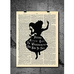 Alice In Wonderland - Wonderful Quote - Alice In Wonderland Wall Art - Vintage Art - Authentic Upcycled Dictionary Art Print - Home or Office Decor - Inspirational And Motivational Quote Art
