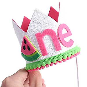 Watermelon Party Decorations For 1st Birthday - Watermelon Birthday Crown For Photo Booth Props And Backdrop Cake Smash, Best Watermelon Birthday Party Supplies For Kids (Watermelon Birthday Crown)