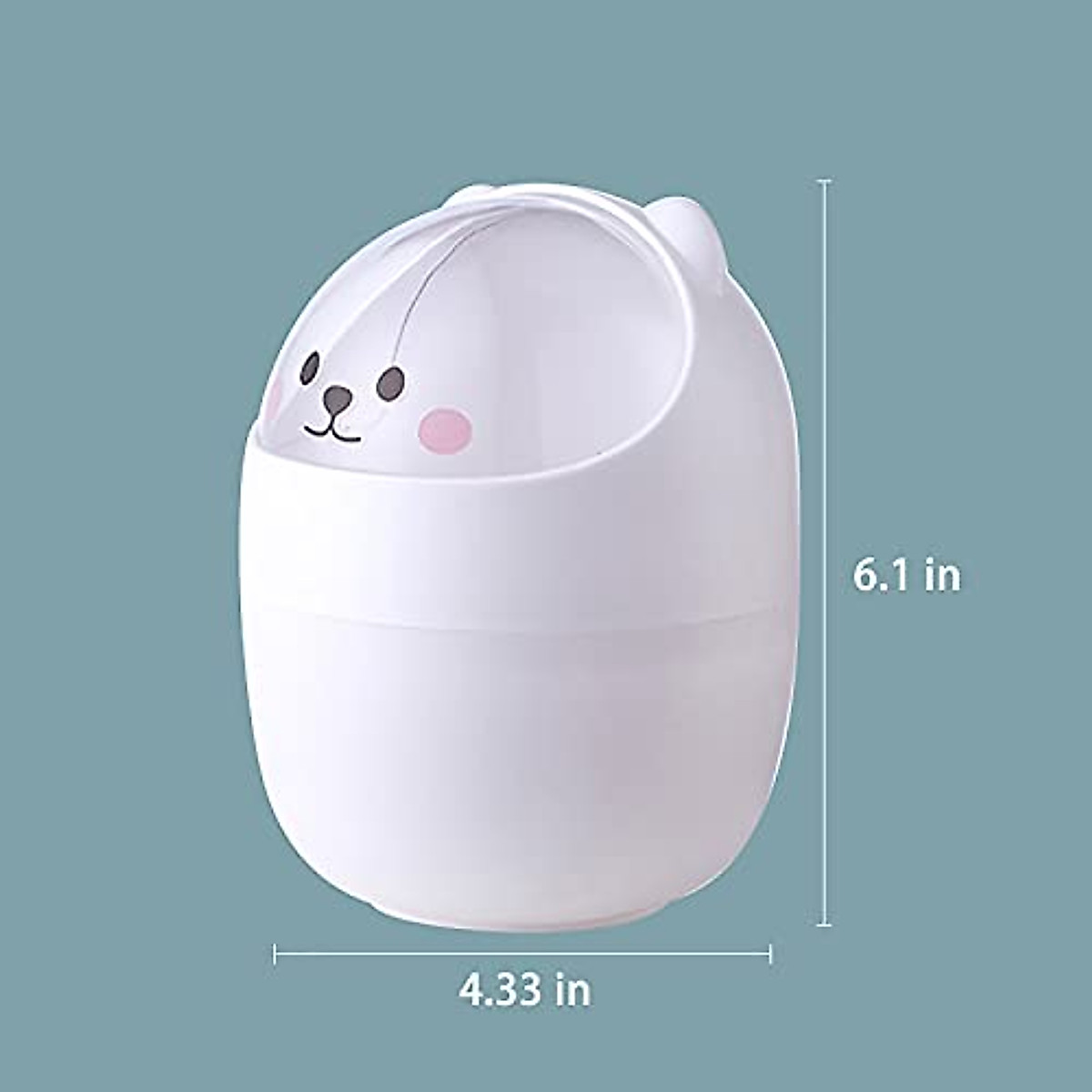 XIDAJIE Cartoon Desktop Trash Can, Cute Bear Shape Trash Can Mini Clamshell Small Waste Paper Basket for Bathroom Kitchen Home Office Dorm Kids Room
