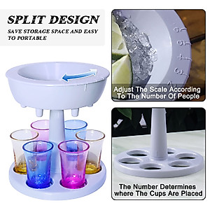 6 Shot Pourer Glass Dispenser and Holder,Shot Dispenser with 6 Colored Acrylic 2 Oz Cups Glasses, Multiple Buffalito Six Drink Shot Dispenser for Party, Multi Pouring Shot Dispenser Glasses,Grey