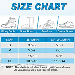 Ice Snow Traction Cleats Crampons Anti-Slip Snow Shoes Cleats Walking on Snow and Ice Winter Walking Boots Cleats for Men Women Hiking, Jogging (28 Steel Crampons,Szie L)