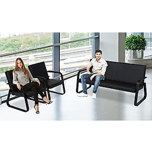 Kinsuite 5-Seat Waiting Room Chairs - PU Waiting Room Chair Reception Chairs Office Guest Chairs & Reception Chairs Lobby Bench Seating for Airport Barber Shop Lobby