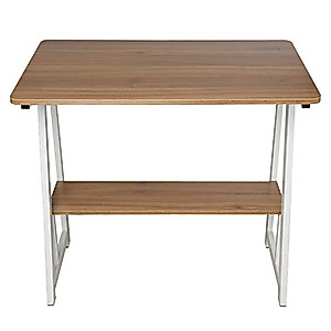 Desktop Computer Desk with Storage Rack, Home Office Study Writing Table Computer Gaming Table Bedroom Laptop Study Table, Student Workstation Study Reading Writing Desk PC Laptop Table (Brown)