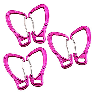 CRAZY SHARK 6PCS Fishing Aluminum Alloy Carabiner Keychain Outdoor Camping Climbing Snap Clip Lock Buckle Hook Fishing Tool（Pink）
