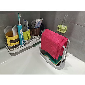 Kitchen Dish Sponge Holder for Kitchen Sink Organizer Organization, Kitchen Sink Sponge Caddy Accessories Holder, Kitchen Sink Sponge Soap Tray for Dish Cloth, Rag, Brush, Scrubber