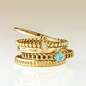 RS Pure by Ross-Simons 14kt Yellow Gold Bezel-Set Diamond Accent Charm Ring. Size 7