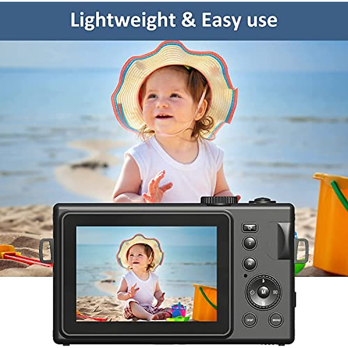 Aitatty Digital Camera, Photo Camera 44MP 2.7K Vlogging Camera with 32GB Card, Auto Focus 2.4 Point and Shoot Camera with16X Digital Zoom, Compact Mini Camera for Teens Students Boys Girls Seniors