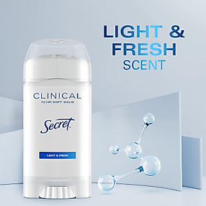 Secret Clinical Strength Antiperspirant Deodorant for Women, Free & Sensitive, 3X Stress Protection, 72hr Sweat & Odor Protection, PH Balancing Minerals, Invisible Solid, Unscented, 1.6 oz (Pack of 3)