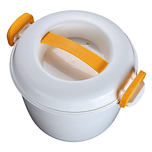 Microwave Cooker Microwave Rice Cooker Rice Steamer: Round Microwave Food Container Microwaveable Rice Pasta Cooker Includes Spoons Microwave Rice Steamers for Rice Chicken Pasta 2L Soup (Color : Yel