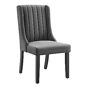 Modway Renew Performance Velvet Parsons Dining Chairs in Gray-Set of 2