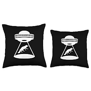 UFO Abducted Extraterrestrial Roswell Believers Coyote Abduction Alien Spaceship Space-Wolf Desert Mammal Throw Pillow, 18x18, Multicolor