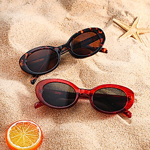 FEISEDY Sunglasses Womens, Retro Oval Cateye Sun Glasses Men, Small 90s Style B4128