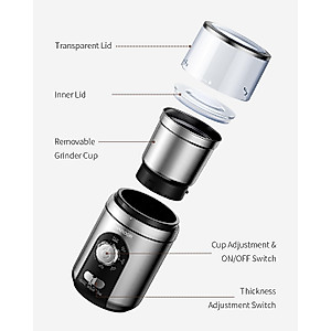 SHARDOR Adjustable 12 Cup Coffee Grinder Electric with 3 Grinding Settings, Stainless Steel Coffee Bean Grinder for Spice Nut Herb, Espresso Grinder with 1 Removable Stainless Steel Cup