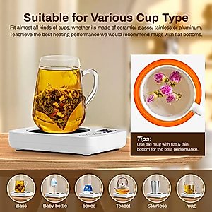 Misby Mug Warmer, Upgrade Coffee Warmer for Desk with 3 Temperature Settings, Fast Heating Cup Warmer 12H Timer, 4H Auto Shut Off, Gravity Sensor, Keep Best Temp for Tea,Beverage,Milk,White