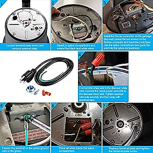 HK Garbage Disposal Air Switch Kit with Power Cord Kit, Sink Top Waste Disposer Stainless Steel On/Off Push 2.5" Button, Aluminum Alloy Power Module, Food Waste Disposals Replacement Parts