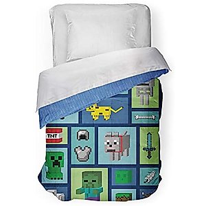 Minecraft Good Day Twin/Full Cooling Comforter - Super Soft Kids Bedding Features Creeper- Fade Resistant Polyester Microfiber Fill (Official Minecraft Product)