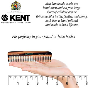 Kent A FOT Handmade All Fine Tooth Saw Cut Beard Comb - Pocket and Travel Comb - Styling Comb or Wet Comb for Fine or Thinning Hair, Beard Care, and Hair Care for the Essential Kent Beard Kit