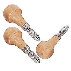 3 Set Hand Chucks Wooden Handles Pin Vise Hand Drill Wooden Handle Pear Shape Graver Handle for Diamond Stone Setting Graver Replacement