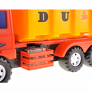 PowerTRC 15" Push & Go Dump Truck Toy | Realistic Friction Powered Dump Construction Truck for Kids Ages 3 Up