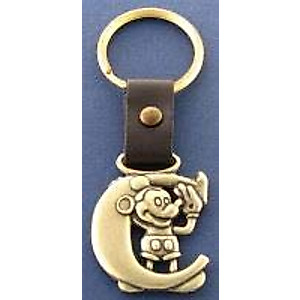 Disney Mickey Mouse Letter C Brass Keychain